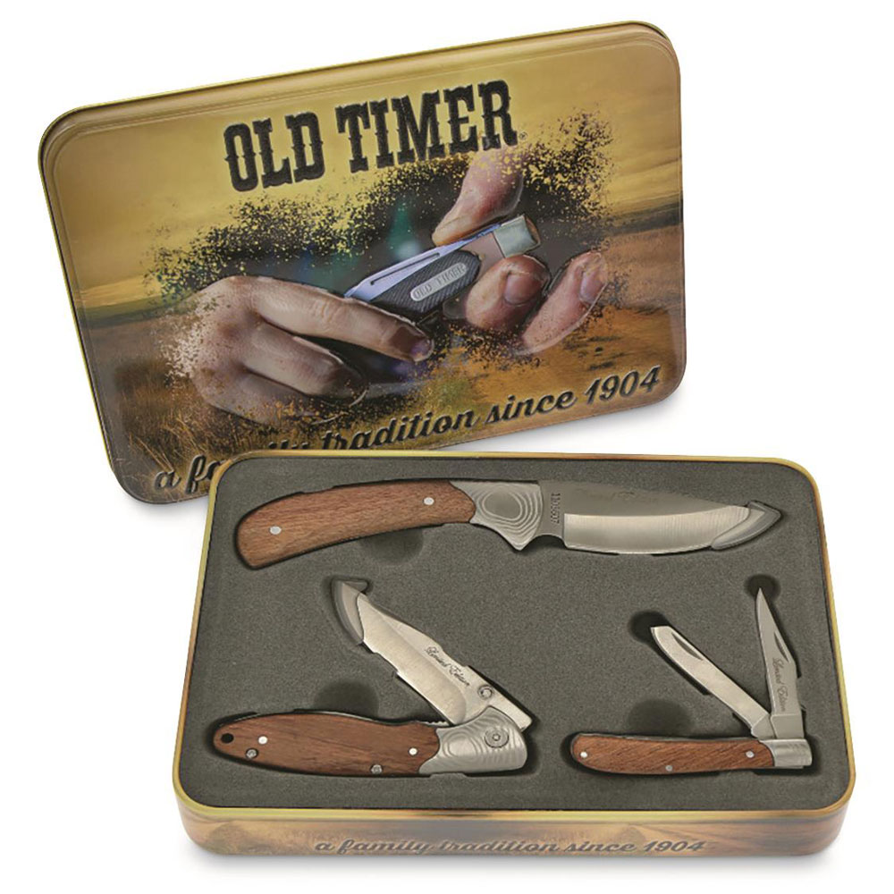 OLD TIMER WOOD HANDLE 3 PIECE KNIFE COMBO - Camofire Discount Hunting ...
