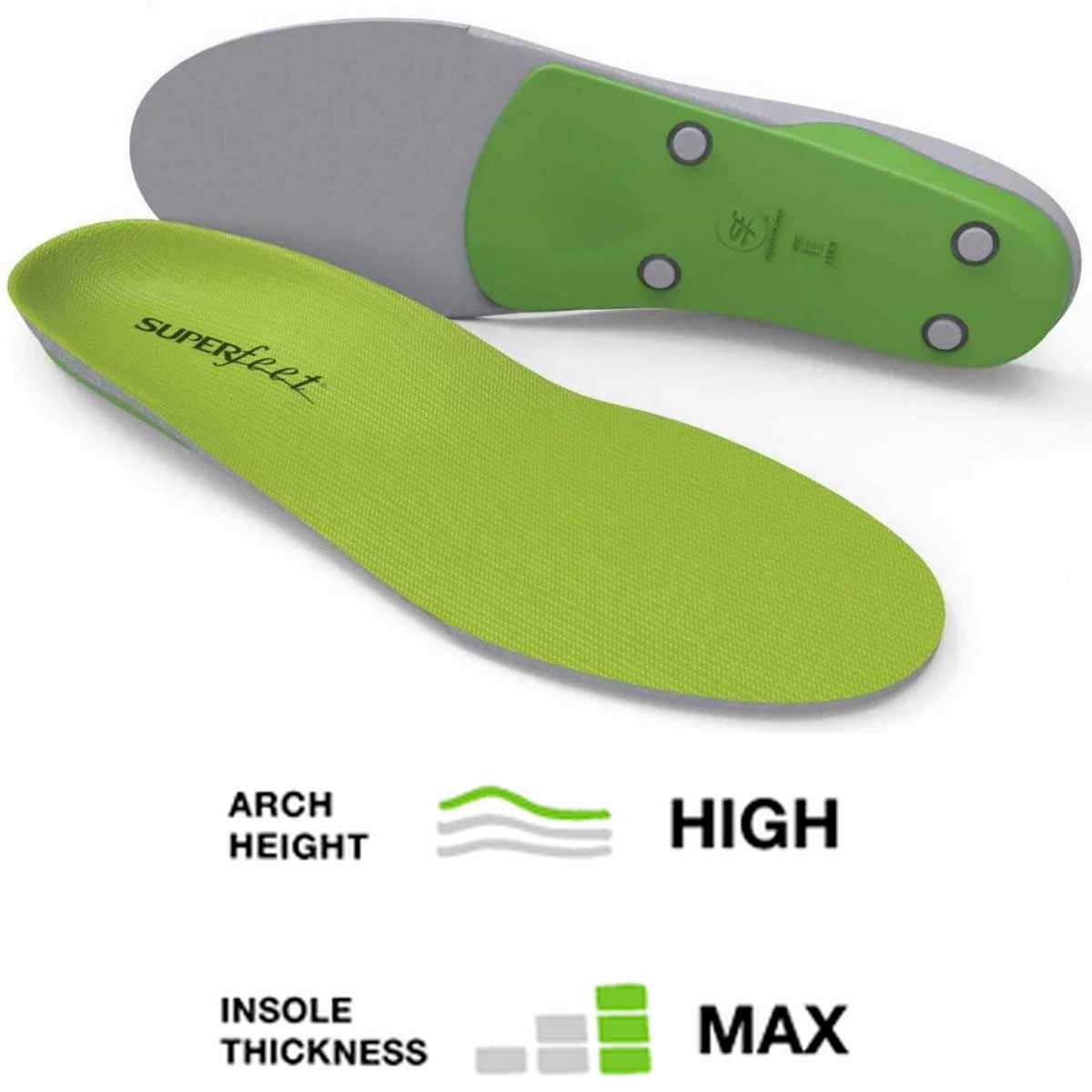 SUPERFEET ALL PURPOSE SUPPORT HIGH ARCH INSOLES (GREEN) - Camofire ...